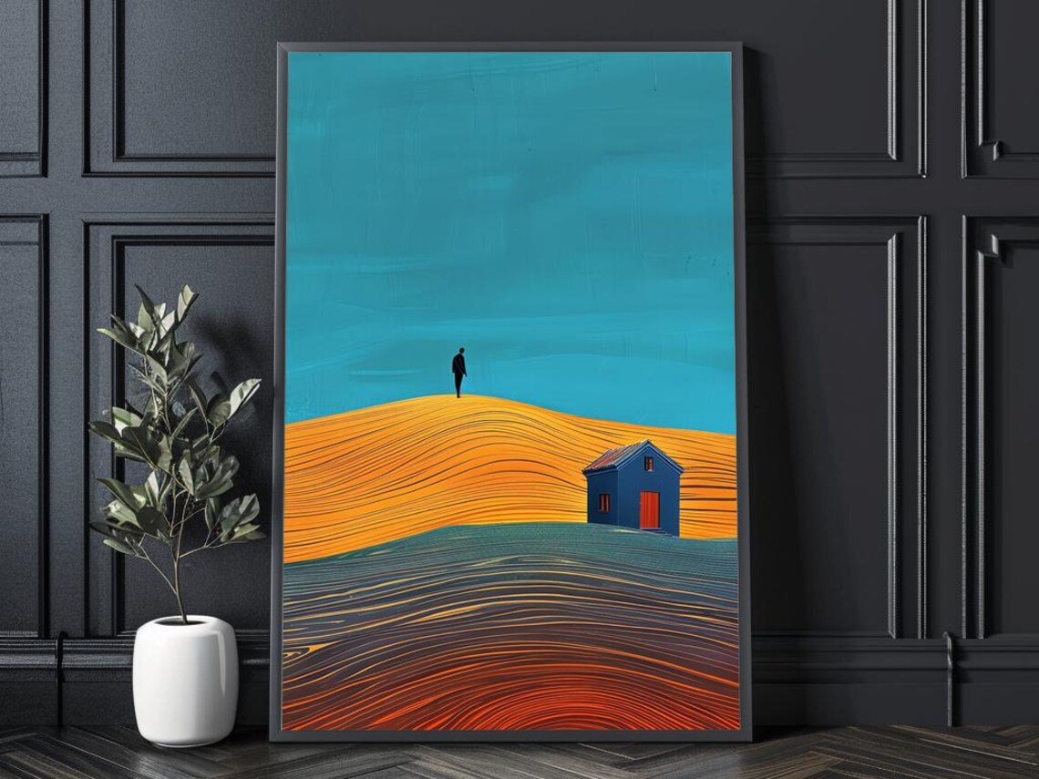 Vintage American Scene Painting Poster Colorful Editorial Art Storybook ...