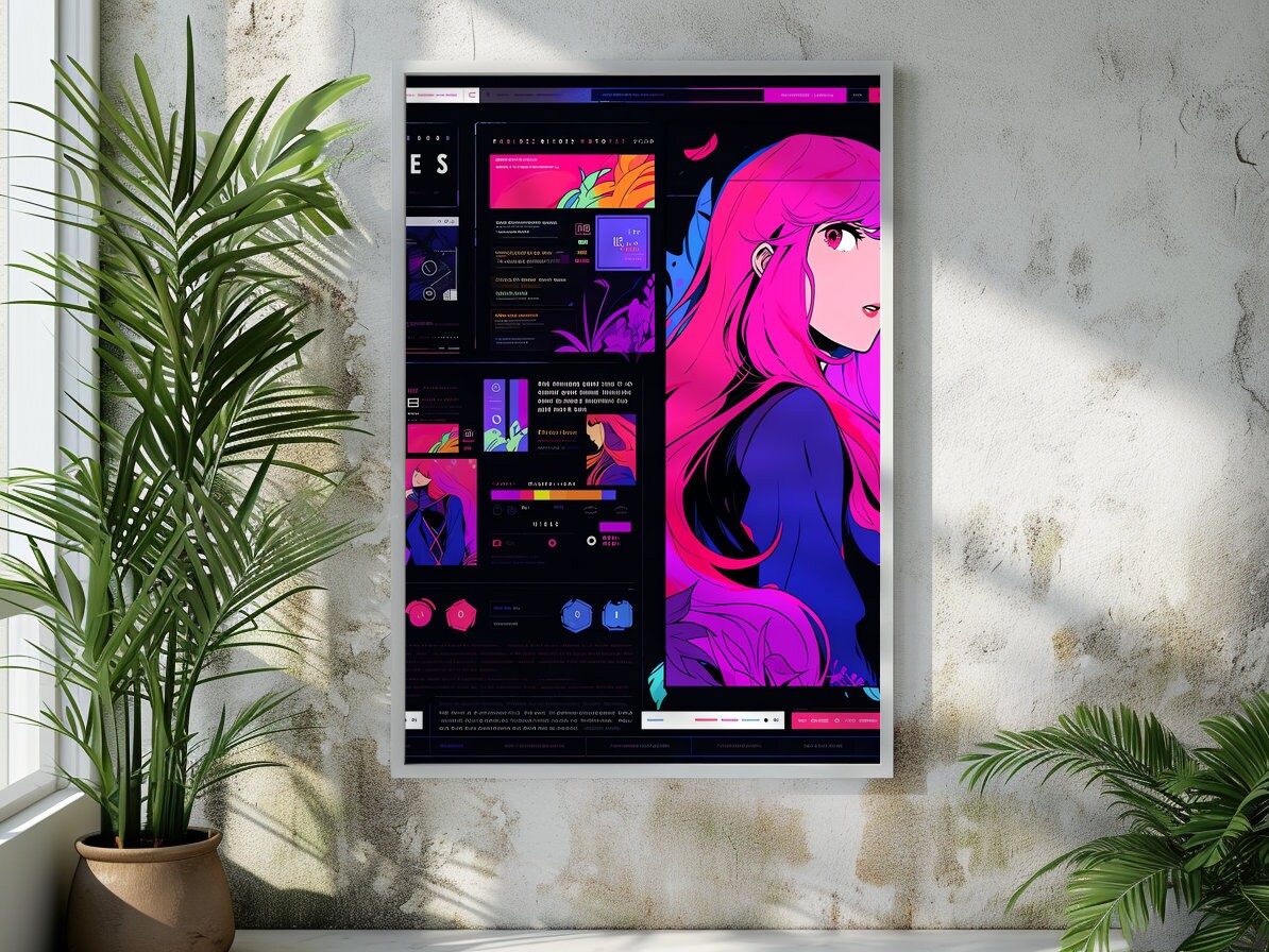 Pink Haired Girl Synchromism Art Poster Trending Art Award Winning ...