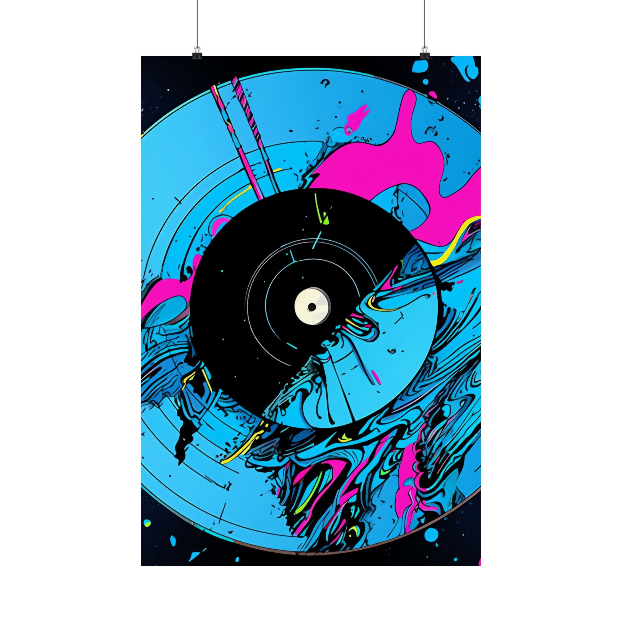 Funk Art Music Retro Poster Silk Screen Spinning Records Vinyl Design ...
