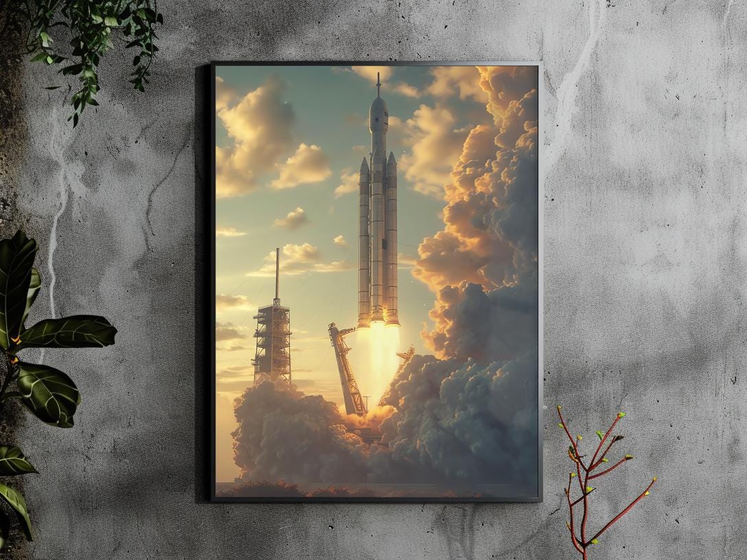 Space Shuttle Launch Poster Matte Painting Trending Unsplash Art Spacex ...