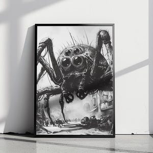 Monochrome Steampunk Spider Concept Art Altermodern RPG Rulebook ...