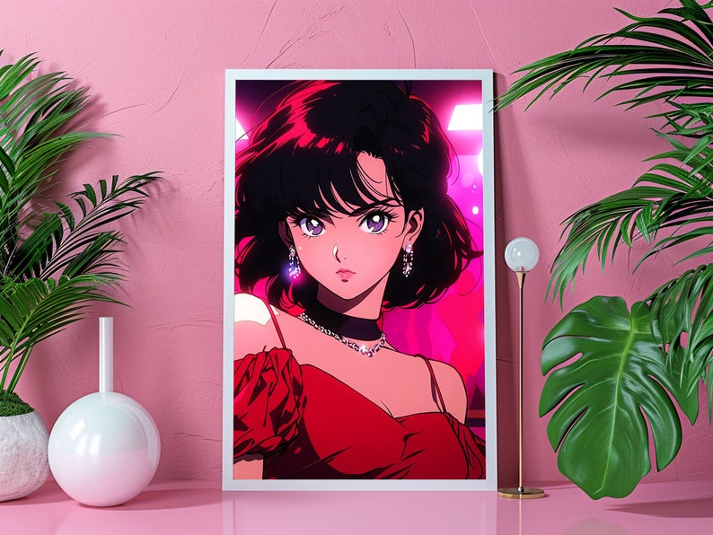 Red Dress Lady Stage Concept Art 80s Anime OVA Style Key Visuals ...