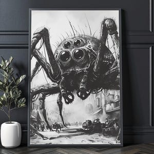 Monochrome Steampunk Spider Concept Art Altermodern RPG Rulebook ...