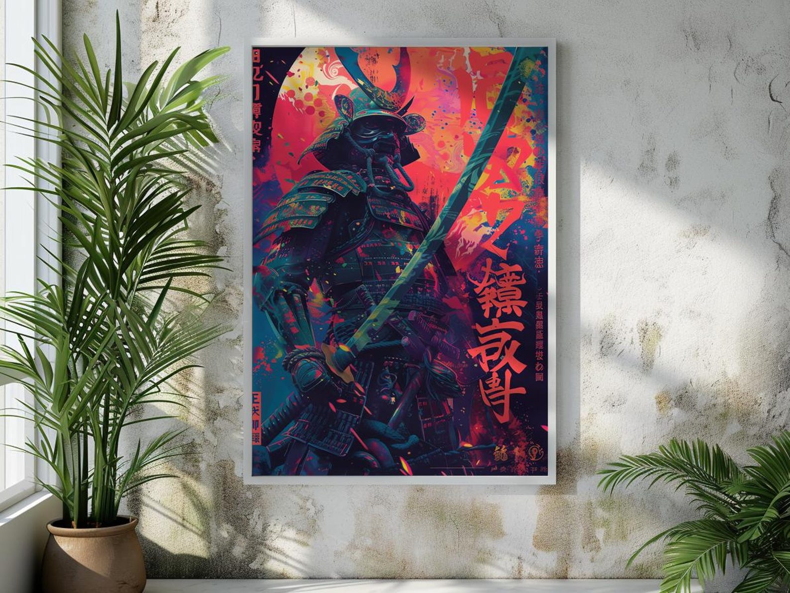Cyberpunk Samurai Film Poster Neo-fauvism Art Print Neon Color Palette ...