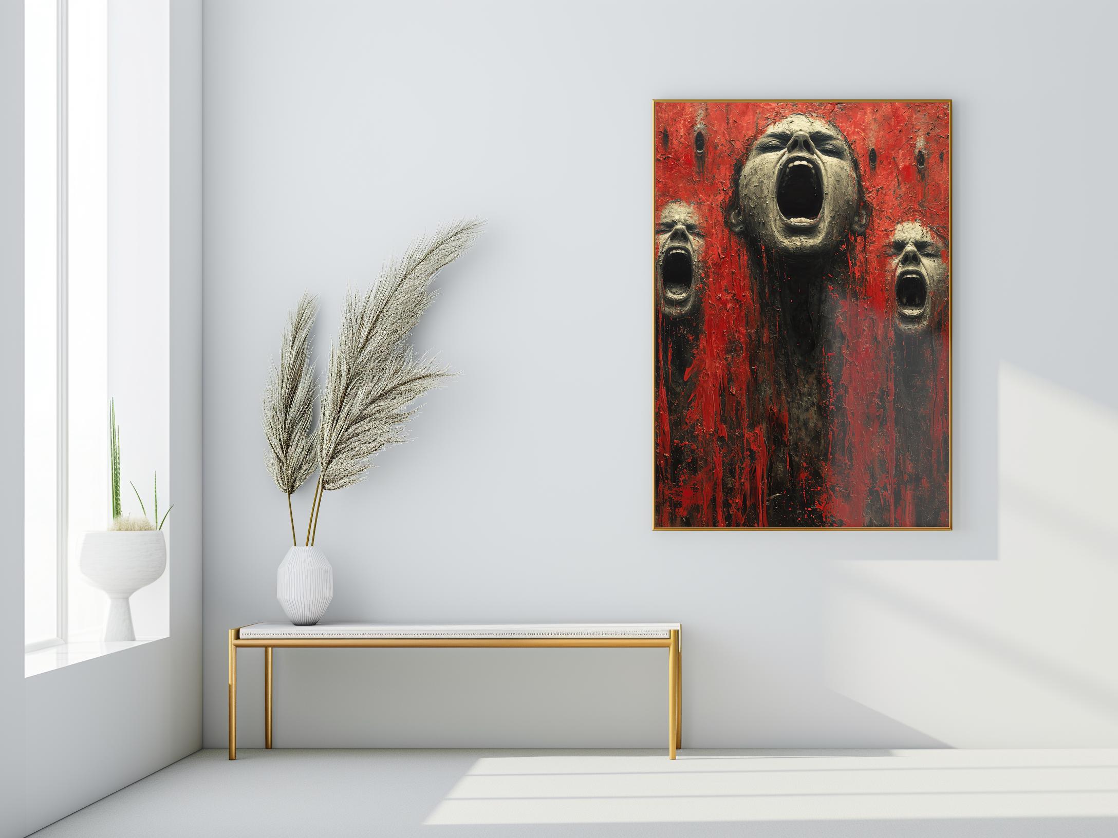 Screaming Faces Artwork Oil Painting Neo-expressionism Dystopian Art ...