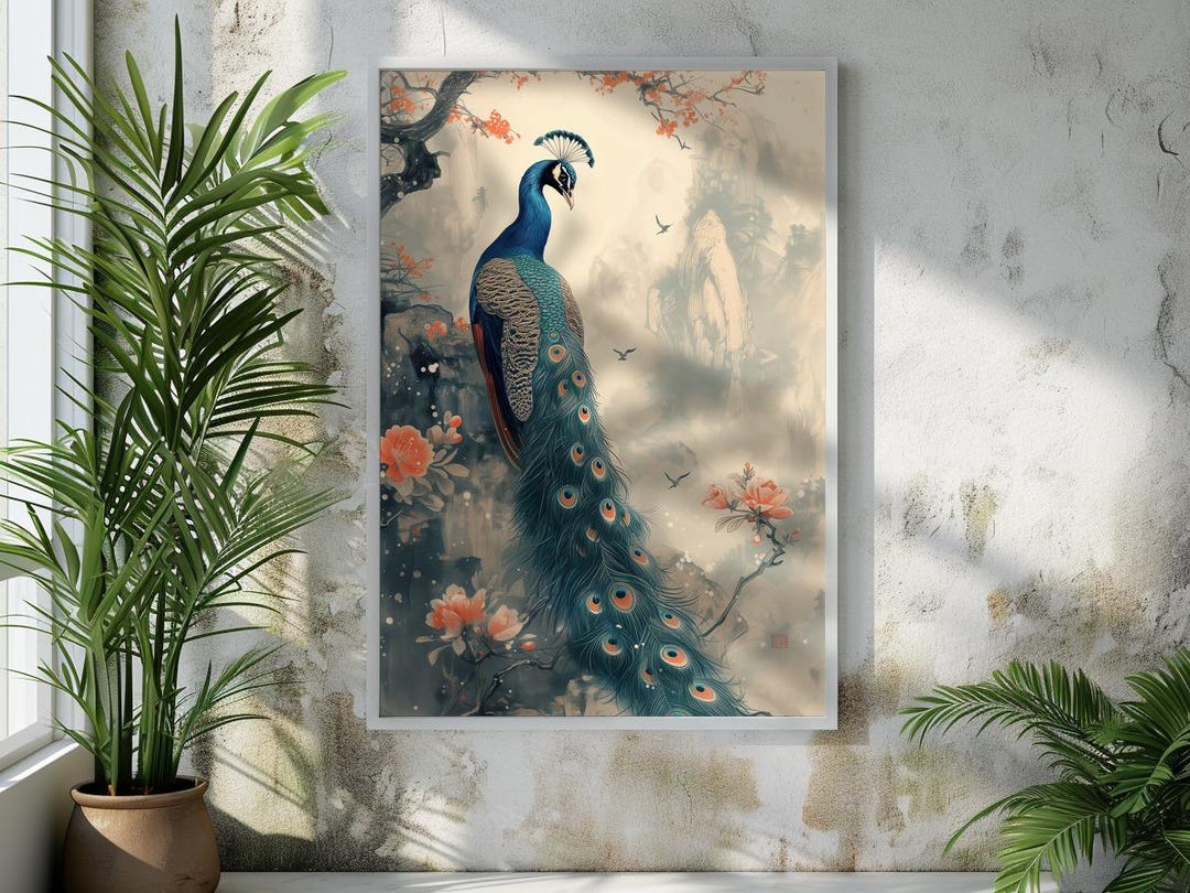 Fantasy Peacock Tree Poster Digital Art Illustration Award-winning ...