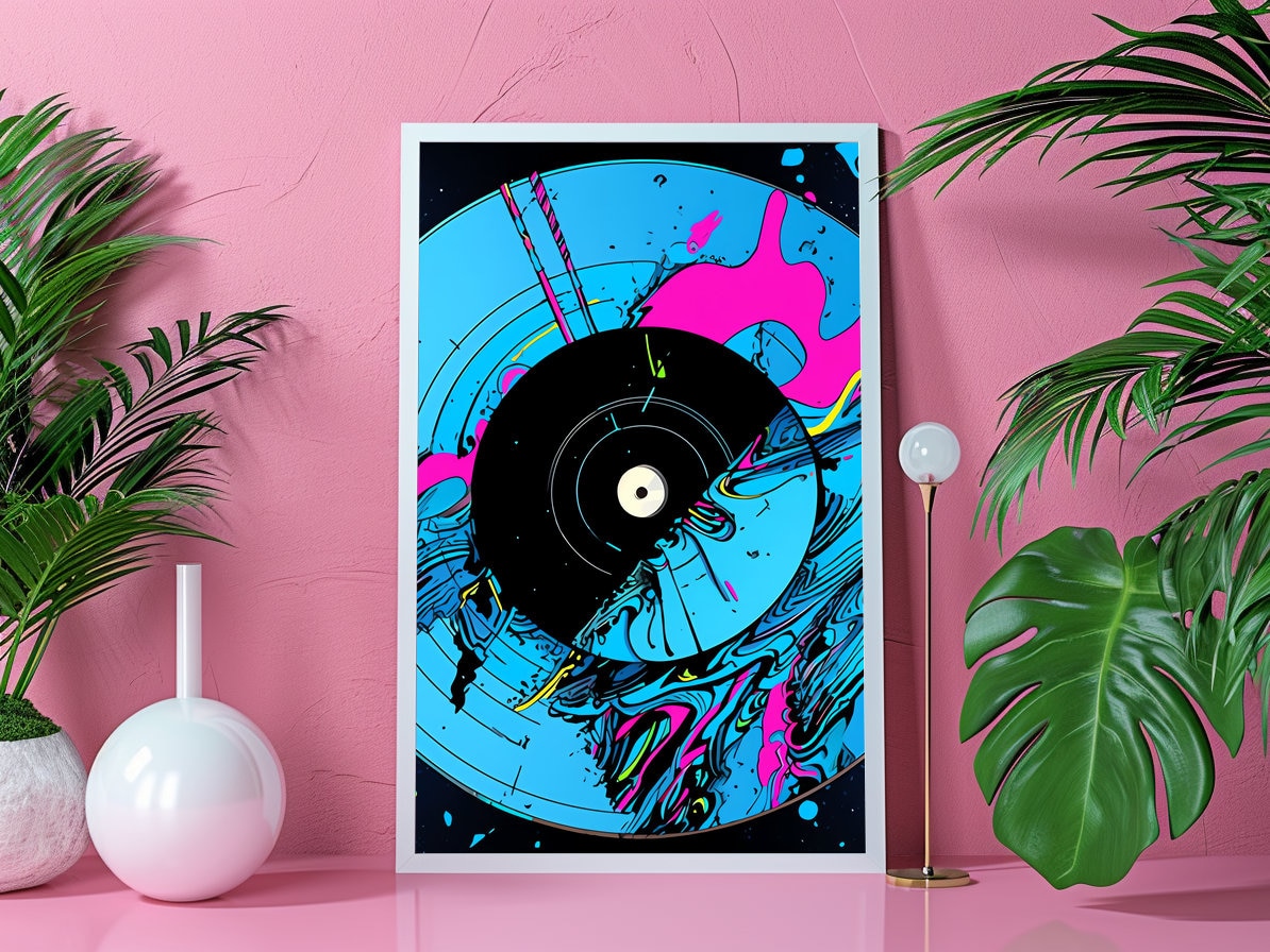 Funk Art Music Retro Poster Silk Screen Spinning Records Vinyl Design ...