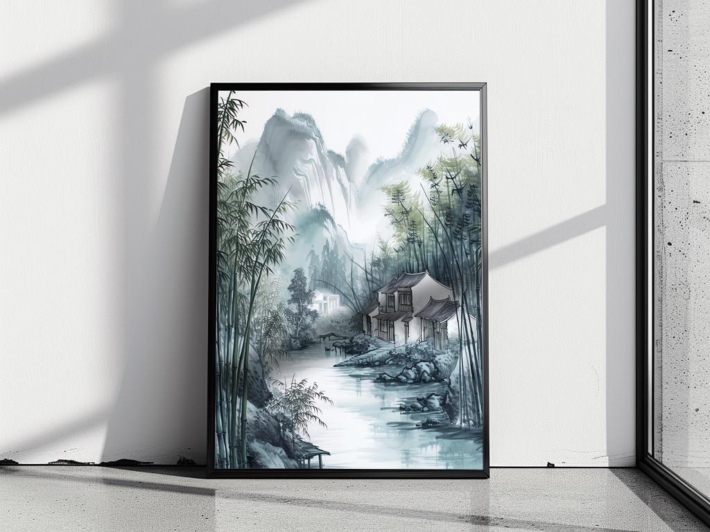 Lush Green Forest River Matte Painting Chinese Style Fantasy Art Forest ...