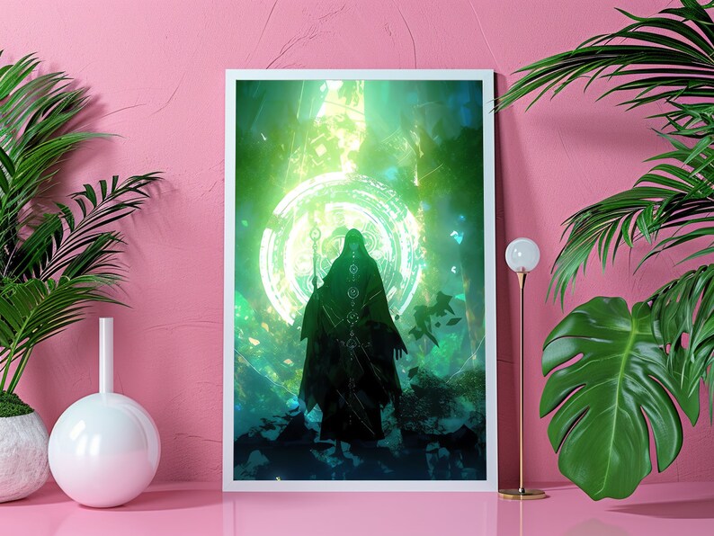 Archmage Fantasy Art Green Cloak Poster Circular Object Concept LITRPG ...
