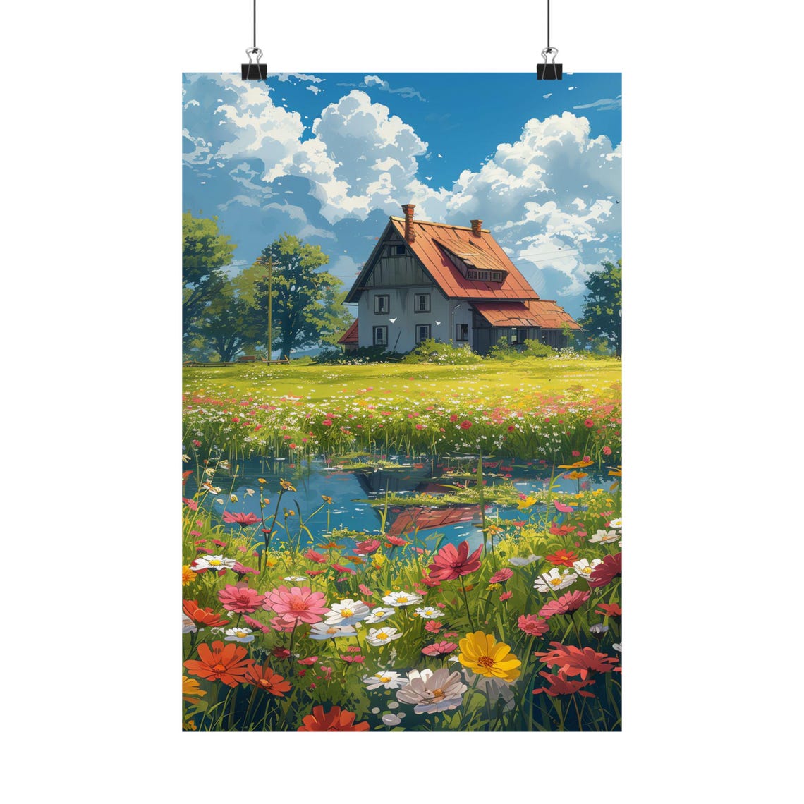 Vibrant Floral Field Cottage Artwork Detailed Matte Painting Overgrown ...