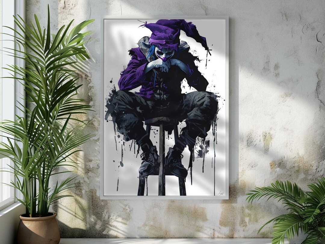 Joker Demon Portrait Inspired by Araki's Art Male Jester Figure Black ...