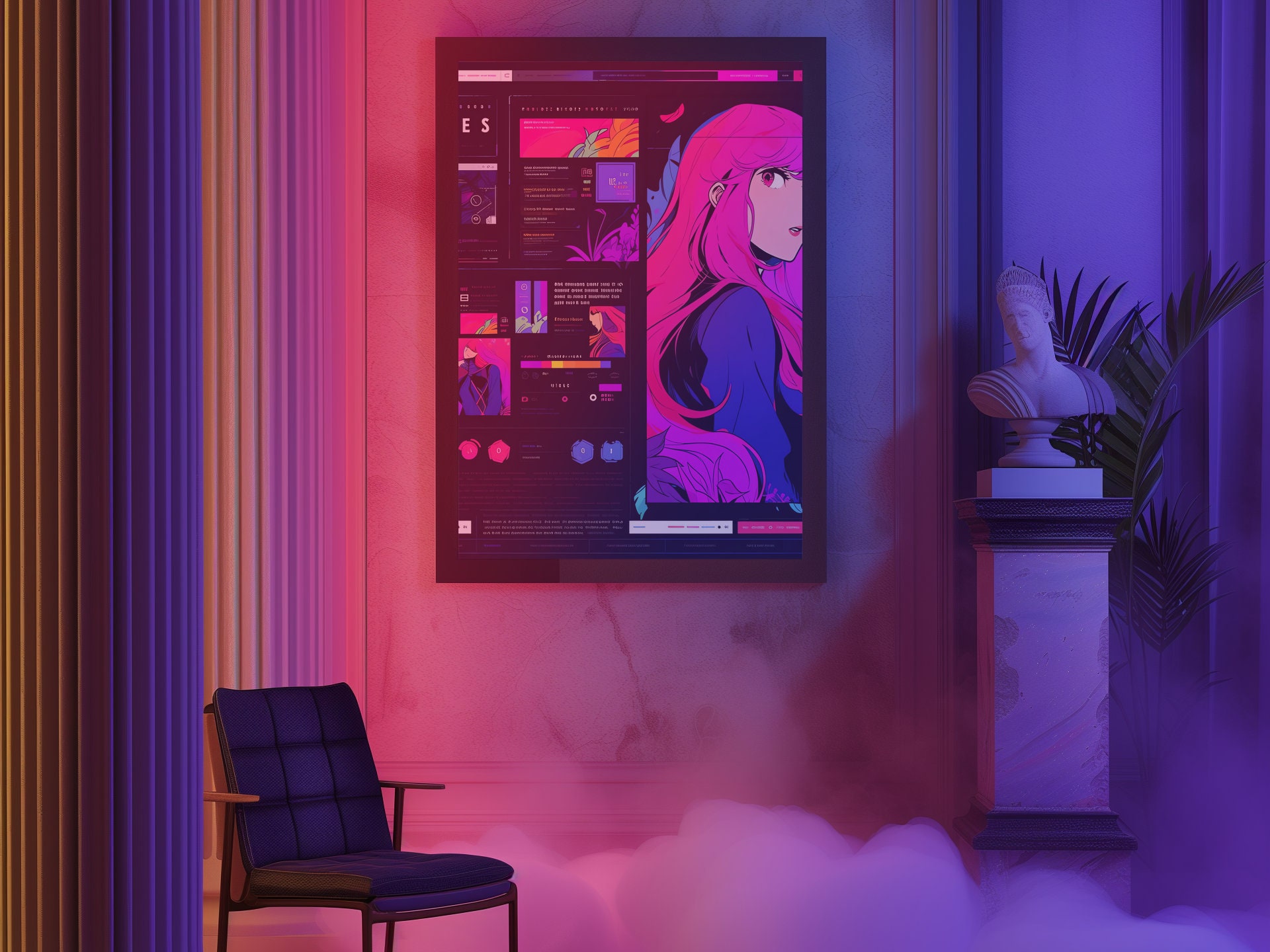 Pink Haired Girl Synchromism Art Poster Trending Art Award Winning ...