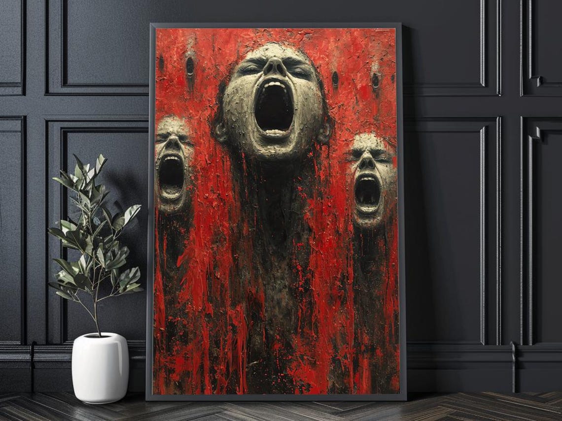 Screaming Faces Artwork Oil Painting Neo-expressionism Dystopian Art ...