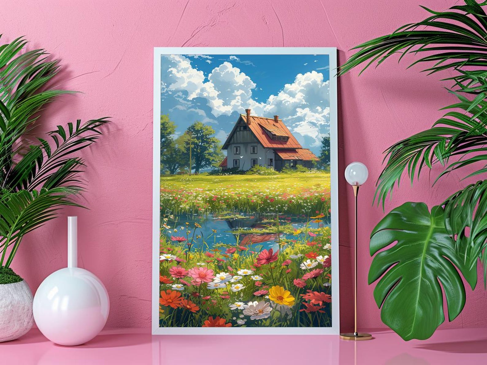 Vibrant Floral Field Cottage Artwork Detailed Matte Painting Overgrown ...