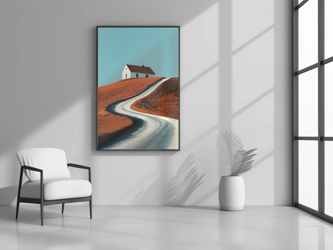 Ultrafine Detailed Hilltop House Poster Precisionism Art Charming ...