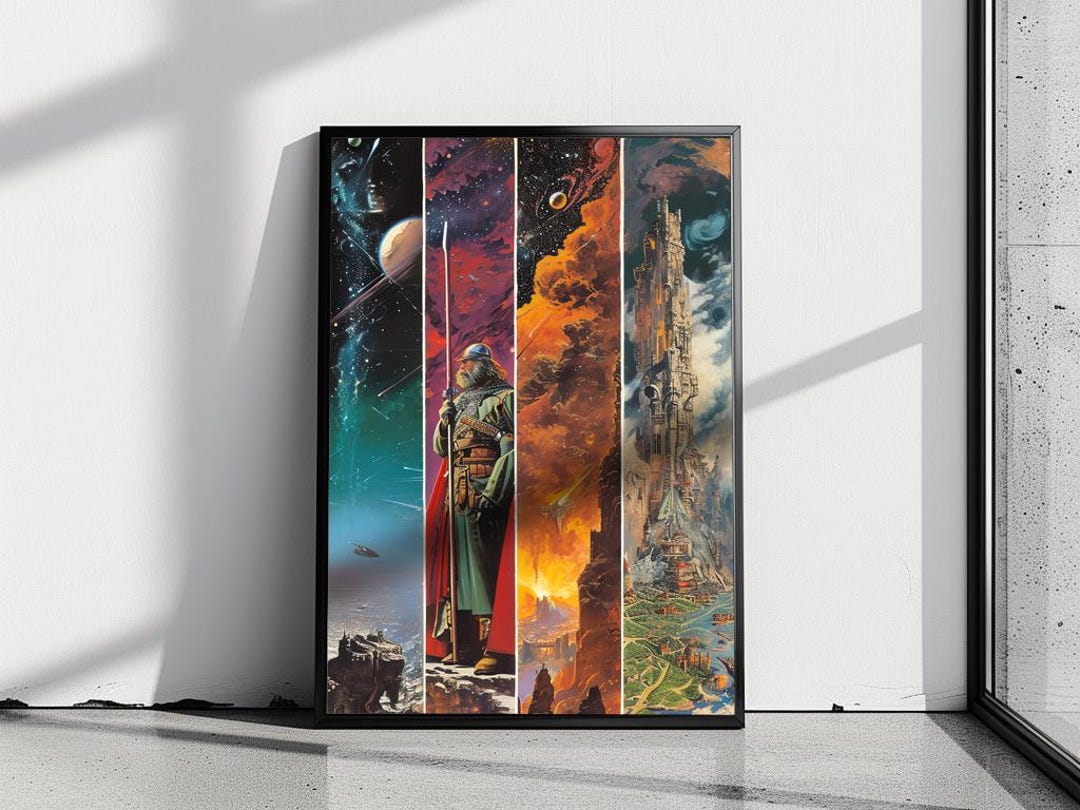 Mountain Top Man Space Art Sci-fi Poster Retro Futurism Cosmic Artwork ...