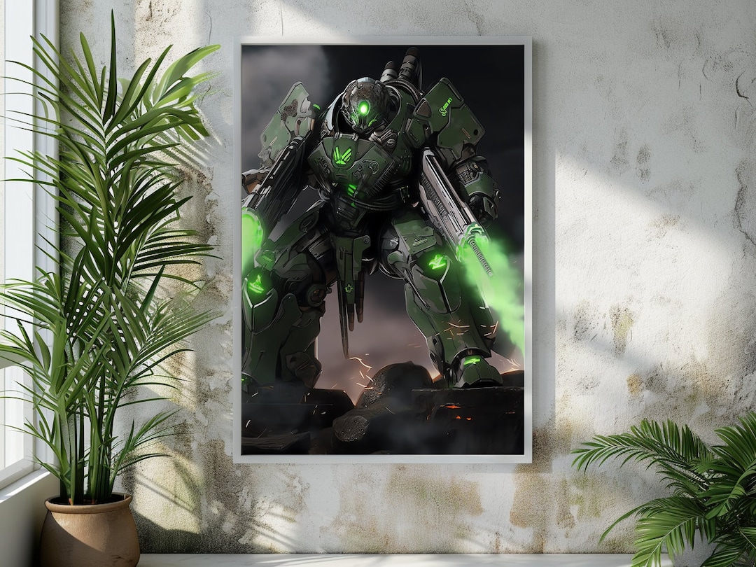 Halo Infinite Robot Concept Metallic Green Armor Art Poster HAP Grieshaber Style Trending ...