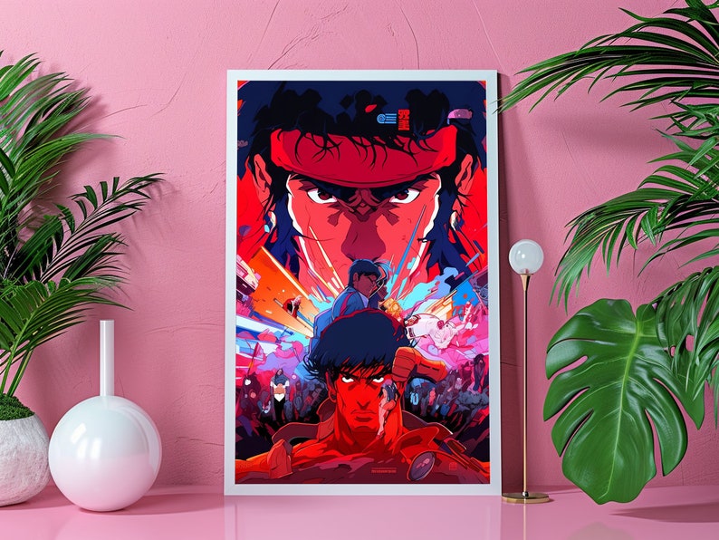 80s Retro Anime OVA Inspired Poster Art Neogeo Street Fighter Trend Man ...