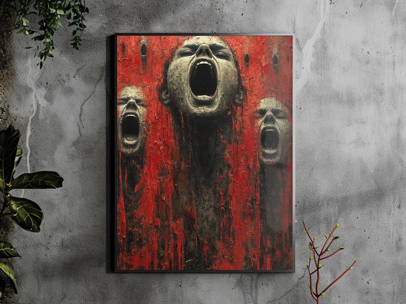 Screaming Faces Artwork Oil Painting Neo-expressionism Dystopian Art ...