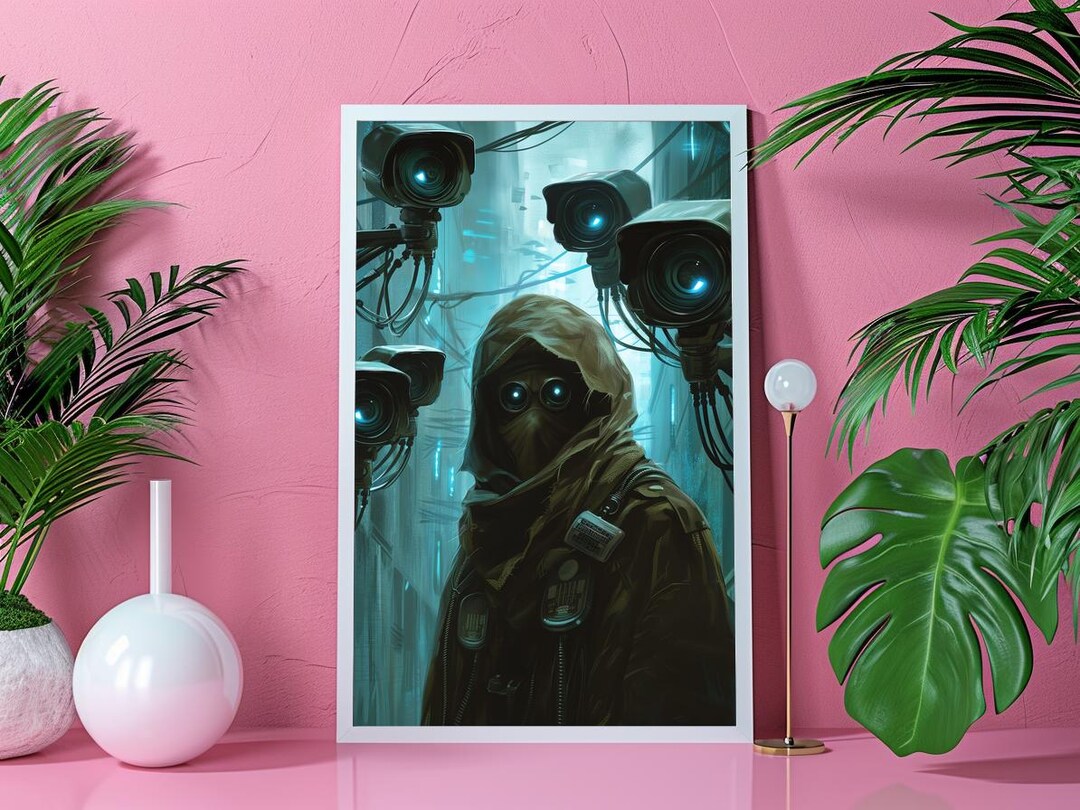 Cyberpunk Surveillance Cam Poster Futuristic Art Trending on CG Society ...