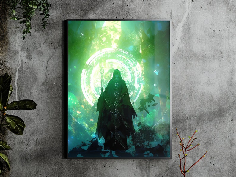 Archmage Fantasy Art Green Cloak Poster Circular Object Concept LITRPG ...