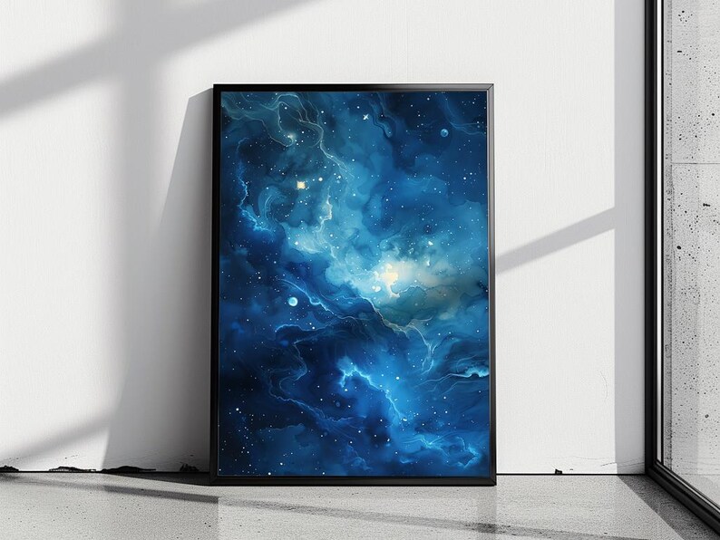 Starry Night Sky Space Nebula Background Cosmic Art Poster Galaxy Art ...