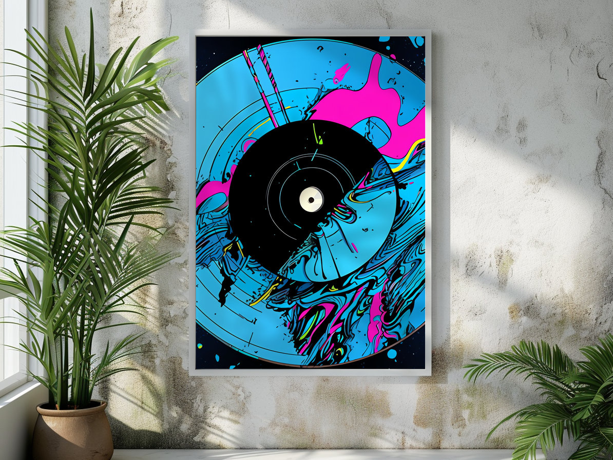 Funk Art Music Retro Poster Silk Screen Spinning Records Vinyl Design ...