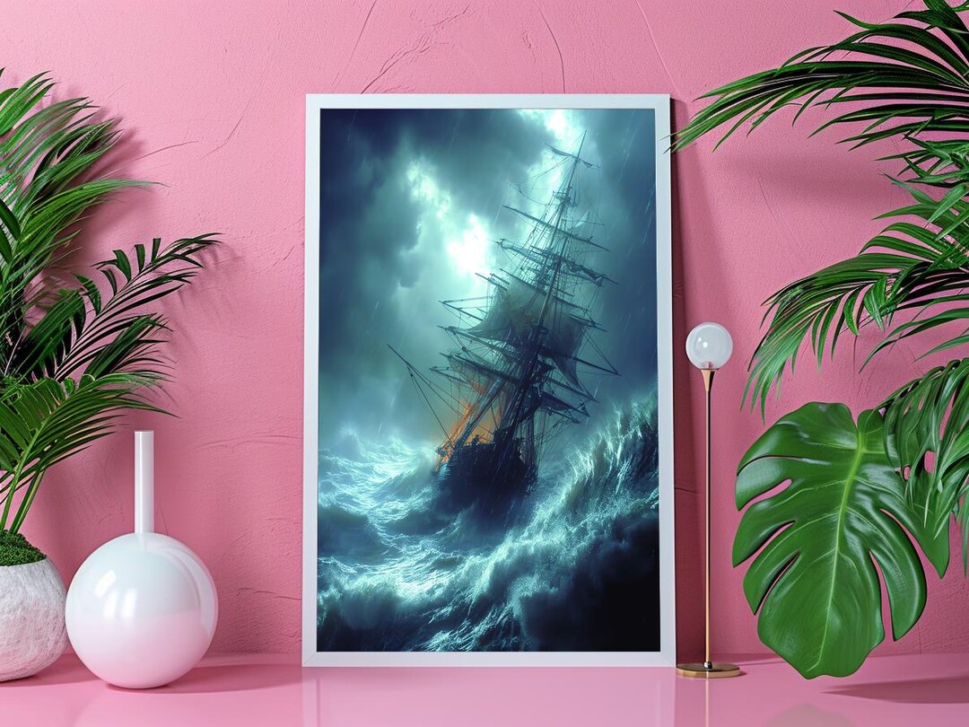 Stormy Seas Gothic Art Dark Nautical Poster Matte Painting Detailed ...