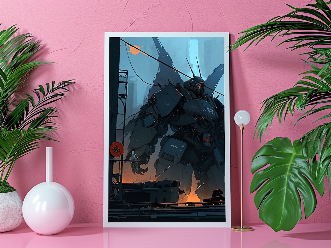 Cyberpunk Mecha Train Track Retrofuturism Art Print Poster Trending ...