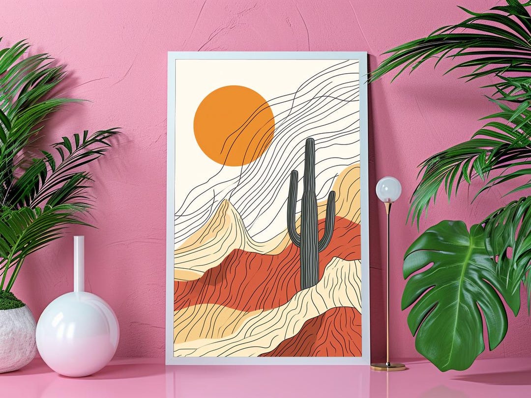 Desert Cactus Screenprint Regionalism Art Winner Shaded Desert ...
