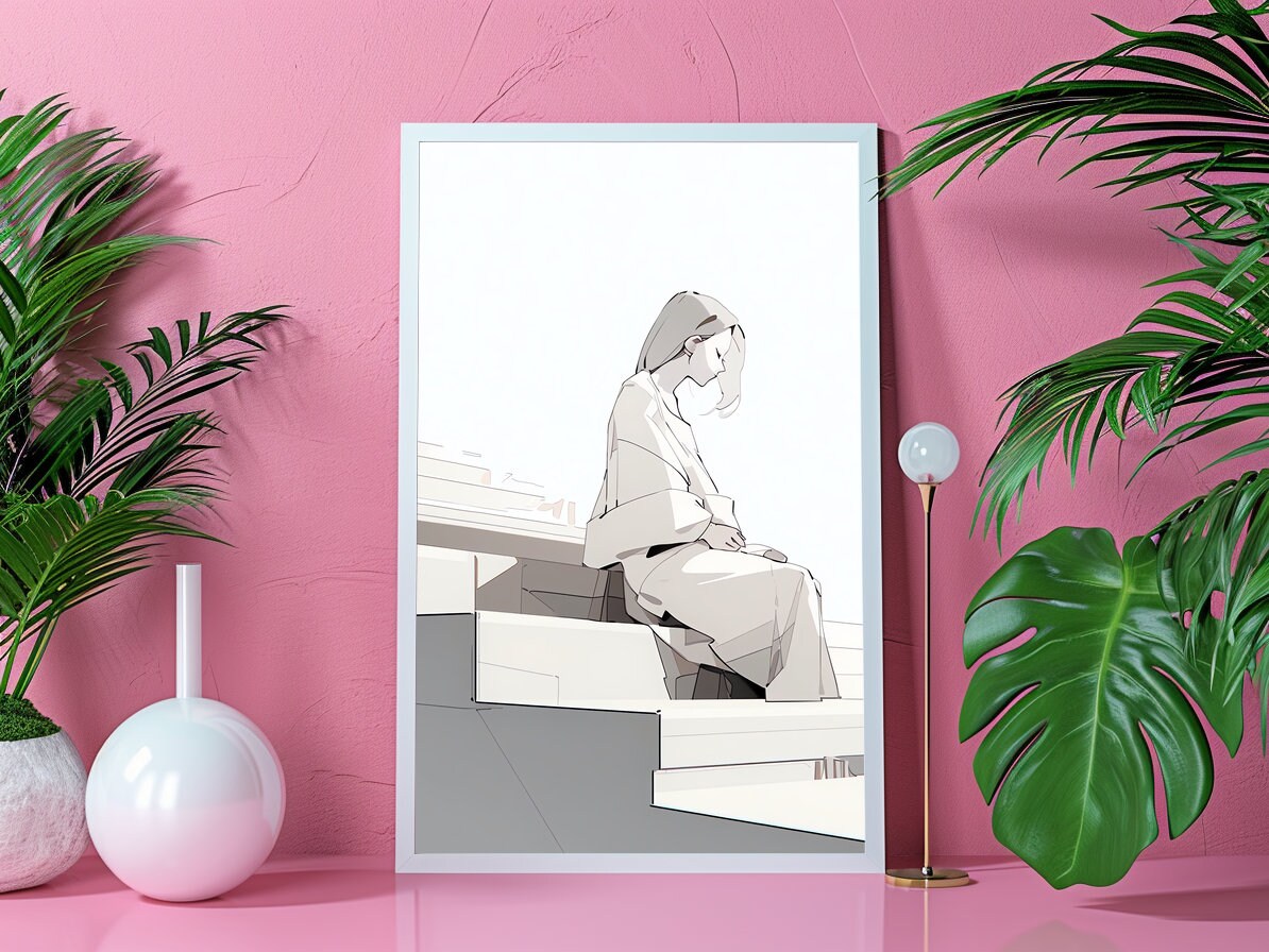 Manga-style Stairs Poster Arknights Inspired Illustration Serene Art ...