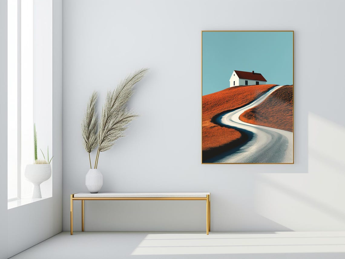 Ultrafine Detailed Hilltop House Poster Precisionism Art Charming ...