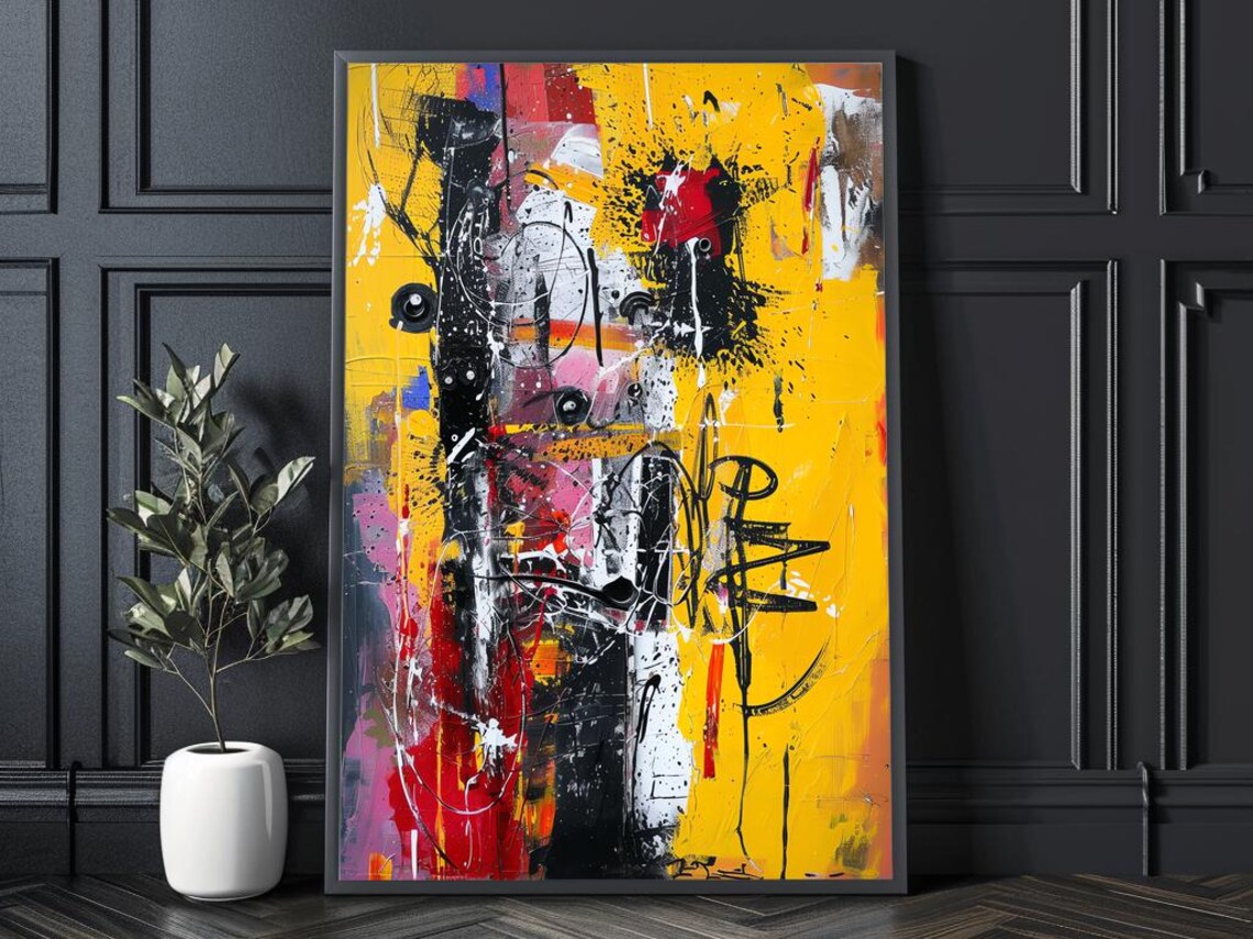 Abstract Neo-expressionism Wall Art Print Close up Dribble Artwork ...