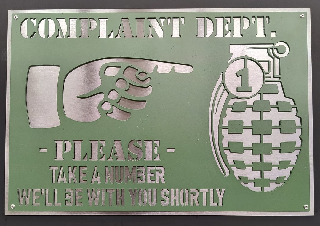 Complaint Department Take A Number Hand Grenade 14 Ga Steel - Etsy