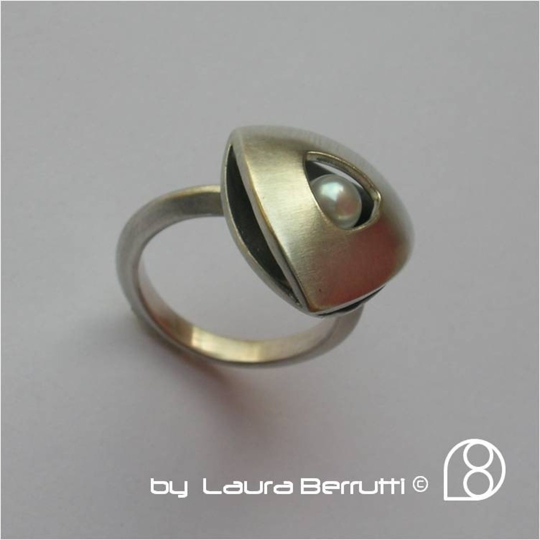 Sterling Silver Triangle Shape With Pearl - Etsy