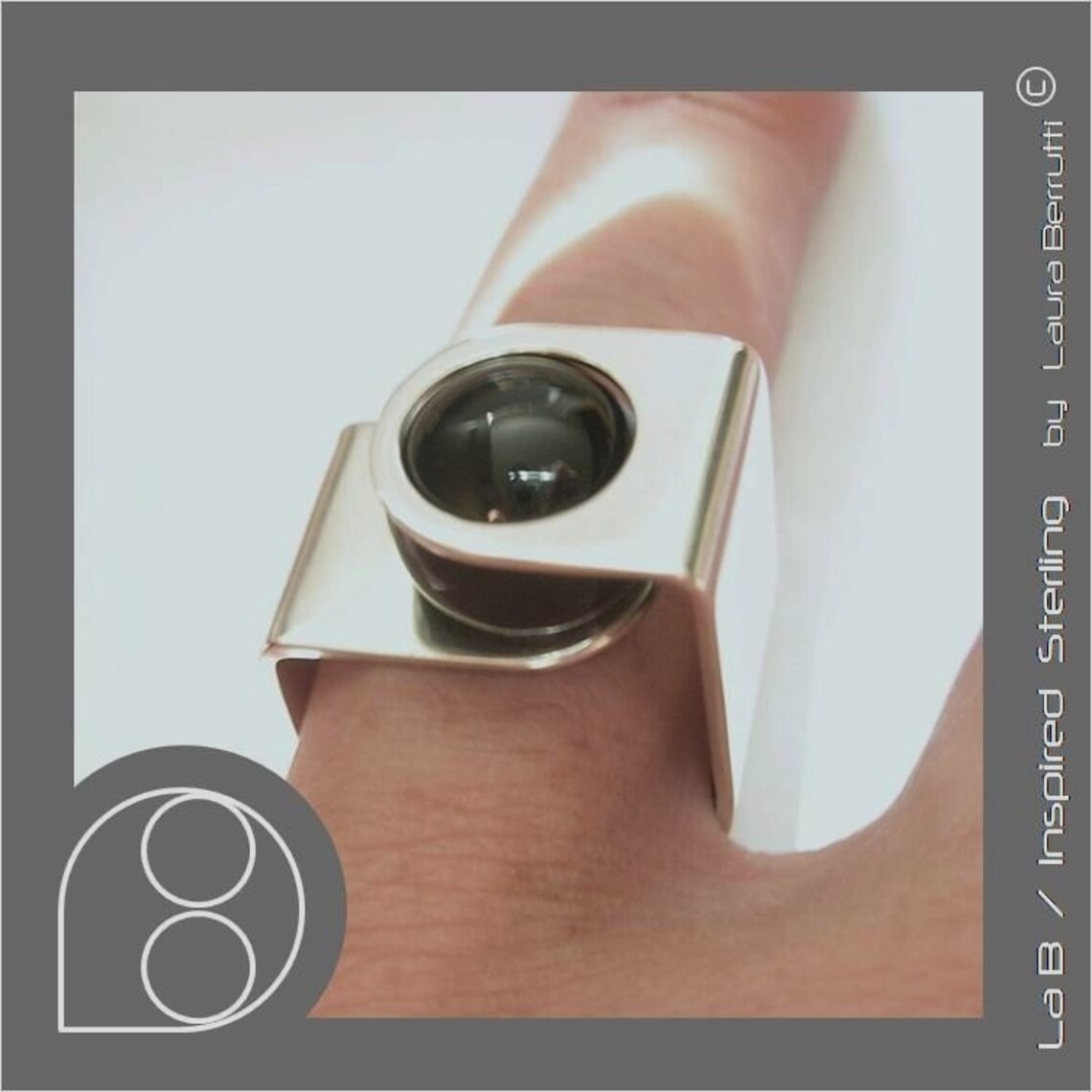 Sterling Ring With Onyx Sphere Stone - Etsy