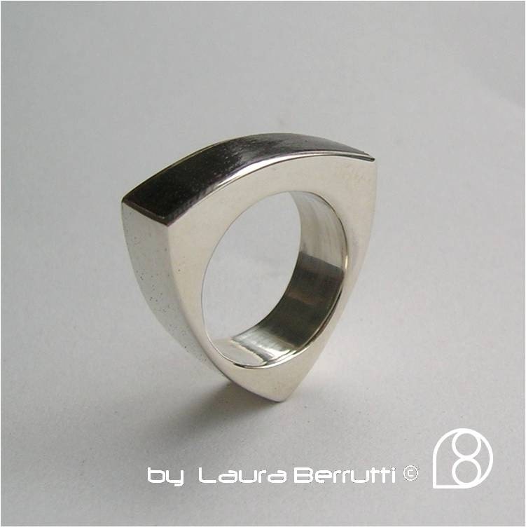 Sterling and Ebony Triangle Shape Ring - Etsy