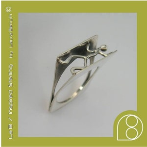 Sterling Silver Ring With Stick Man Pushing - Etsy