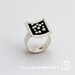 Sterling Ring With Pinheads in Oxidized Curve Square - Etsy