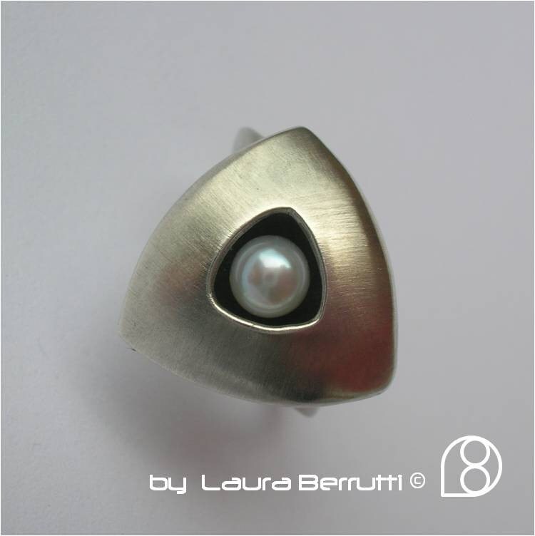 Sterling Silver Triangle Shape With Pearl - Etsy