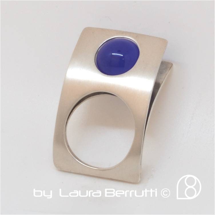 Sterling Curved Ring With Blue Quartz Sphere - Etsy