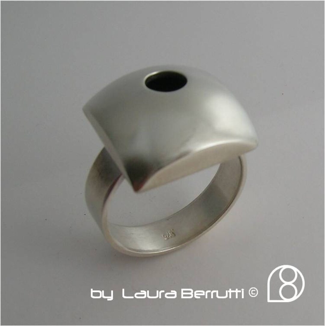 Sterling Silver Ring With Square Dome W/circular Window - Etsy