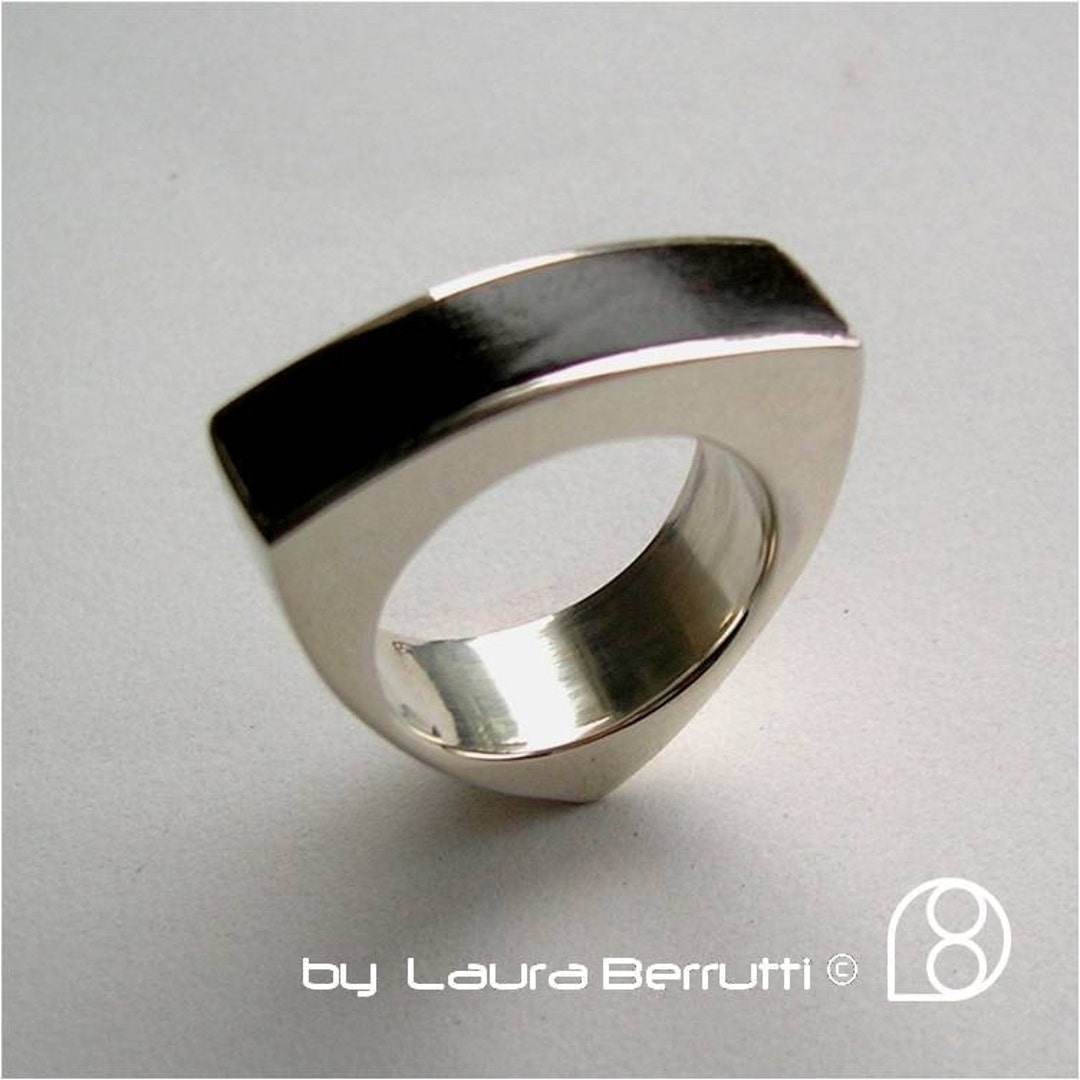 Sterling and Ebony Triangle Shape Ring - Etsy