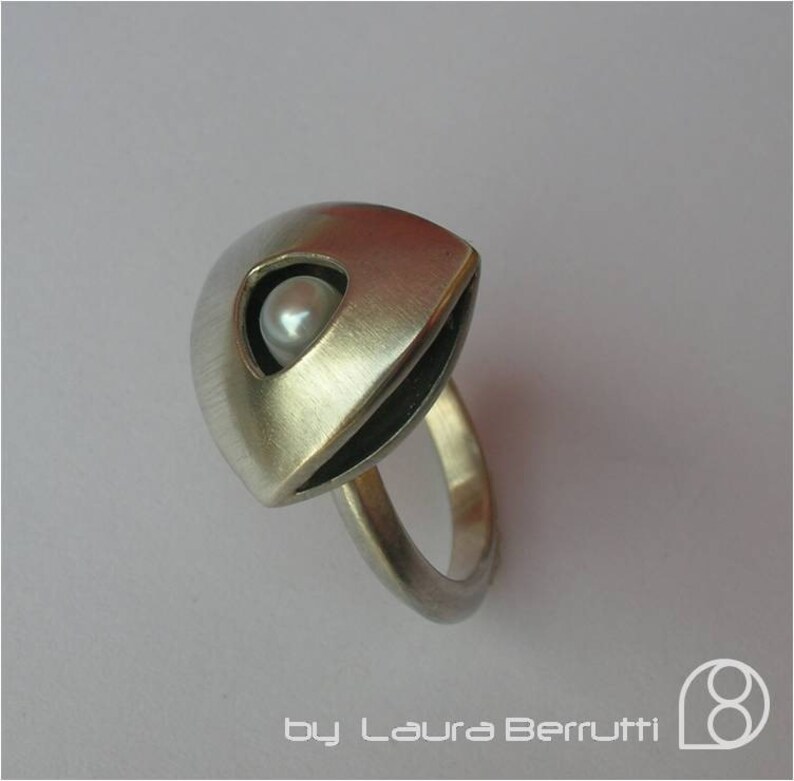 Sterling Silver Triangle Shape With Pearl - Etsy