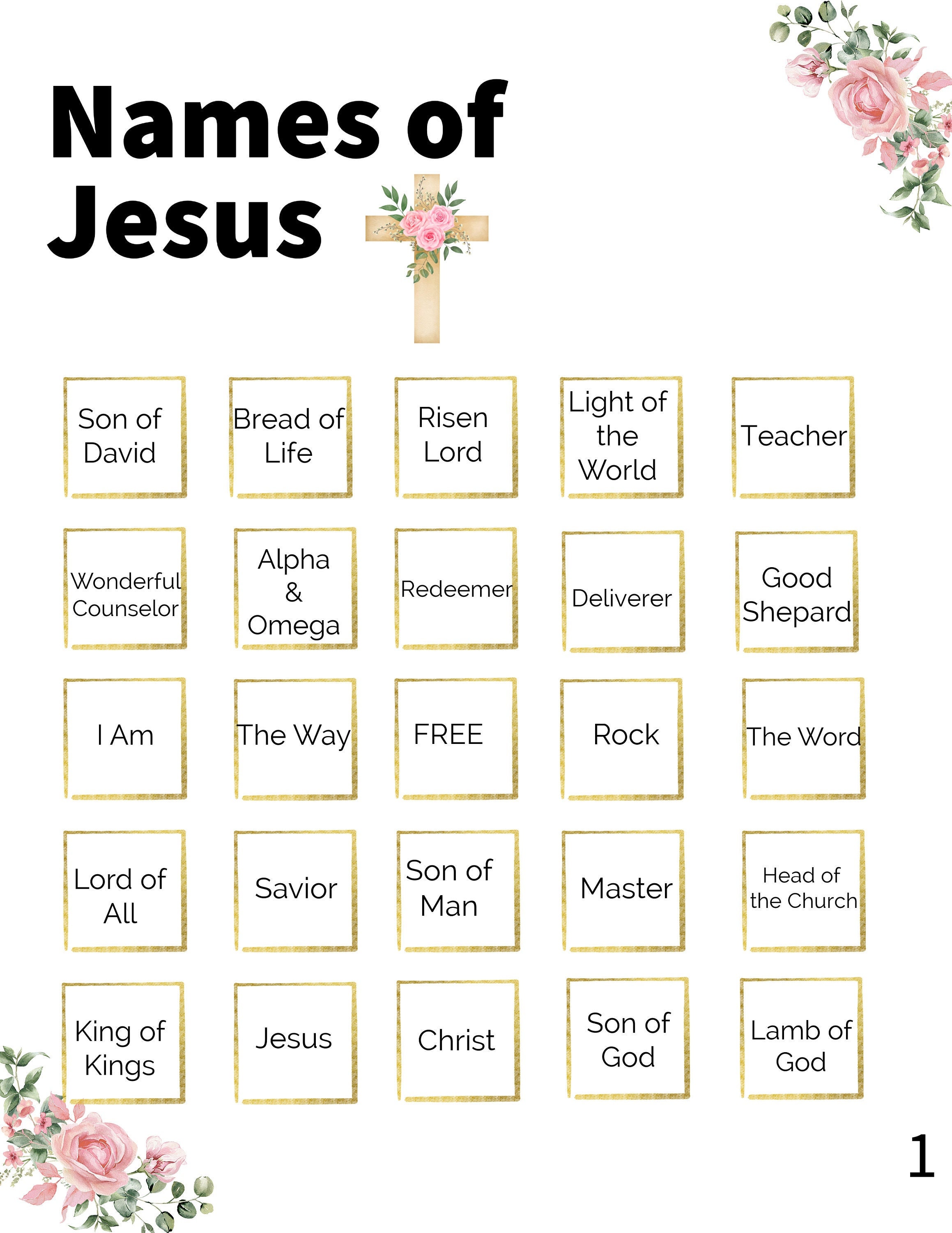 Jesus Names Bingo - Etsy