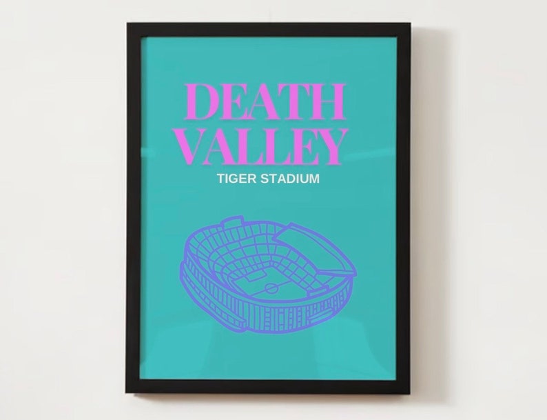LSU Print, Dorm Room Art, Dorm Room Decor, College Art // Death Valley ...