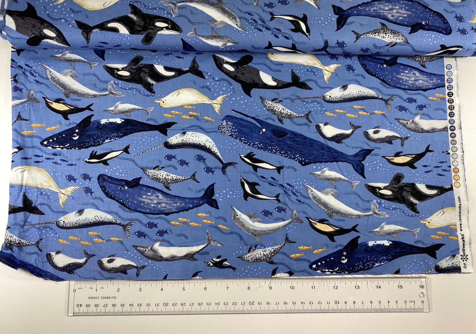 Whale Ocean Theme Print Cotton Fabric by the Yard | Etsy