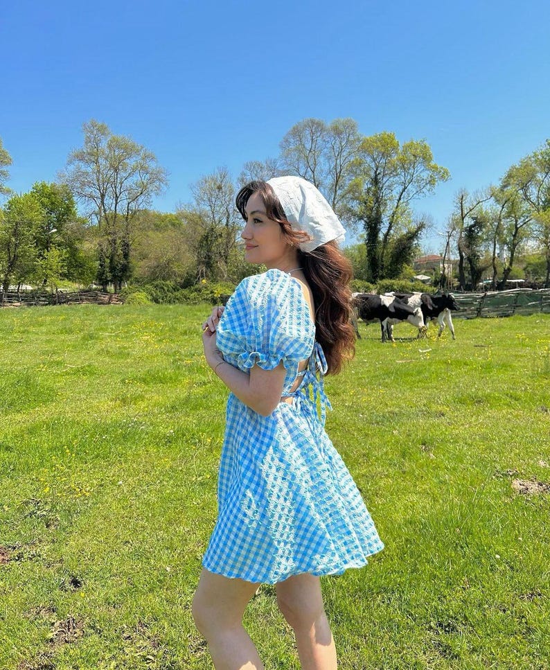 Blue Dress Blue Blue Puff Dress Handmade Handmade Dress Puffy Dress ...