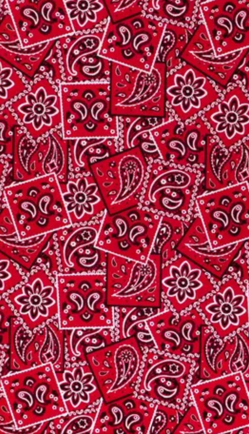Red Handkerchief Bandana Fabric by the Yard, Half Yard, Cotton Fabric ...