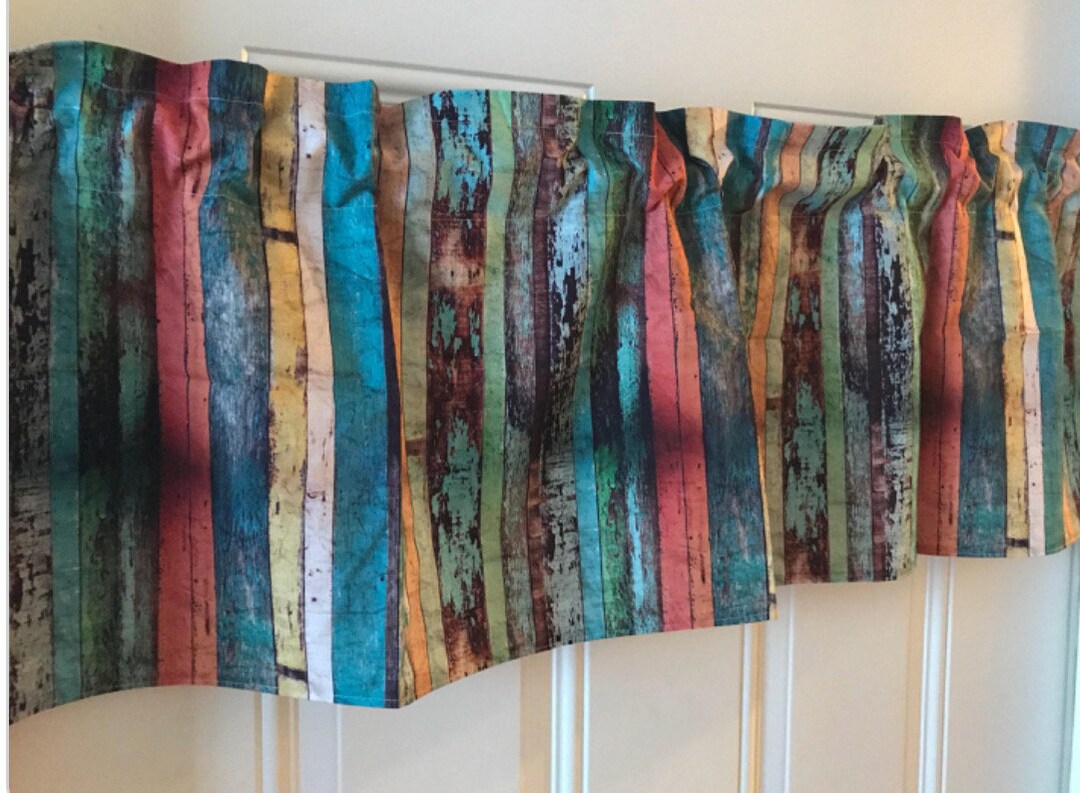 Rustic Barnwood Colored Window Topper Curtain Valance - Etsy